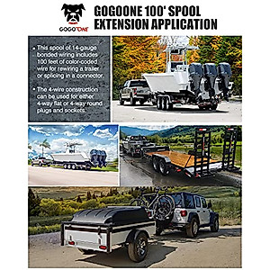 GOGOONE 14 Gauge 100FT 4-Way Trailer Towing Wiring Harness Bonded Wire Spool, 4-Wire Replacement Trailer Wire, Ideal for All Basic Wiring Needs Boat Marine Vehicle