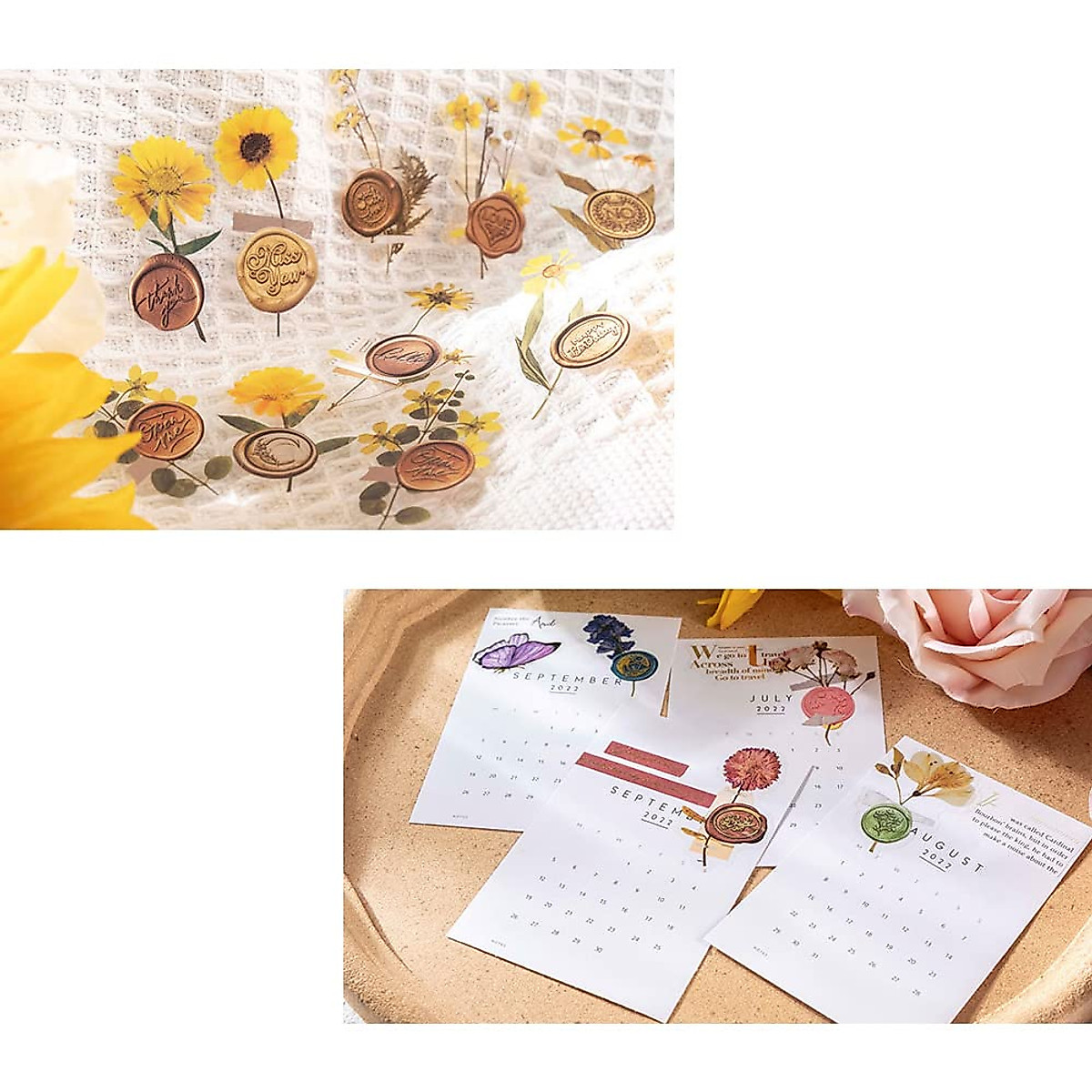 120 Pcs Wax Seal Stickers Floral Envelope Seal Stickers for Thanksgiving Wedding Party Invitation Cards Gift Packing Decor (Style1)