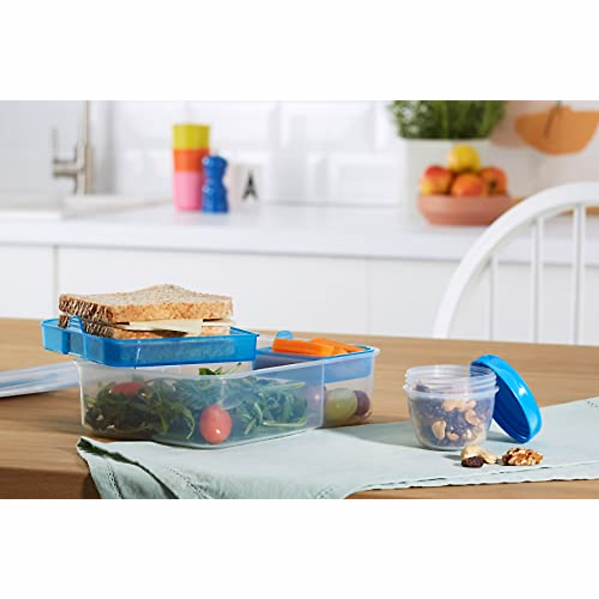 Sistema To Go Collection Bento Lunch Box, Large, Clear/Blue Klips