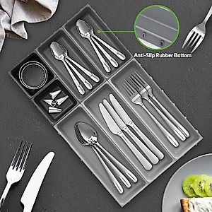 OFFSIR Utensil Organizer for Kitchen Drawers, Silverware Organizer, Cutlery Tray, Drawer Dividers Organizers and Storage -7 PCS