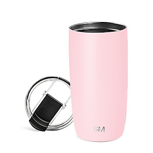 Simple Modern Travel Coffee Mug Tumbler with Flip Lid | Reusable Insulated Stainless Steel Cold Brew Iced Coffee Cup Thermos | Gifts for Women Men Him Her | Voyager Collection | 16oz | Blush
