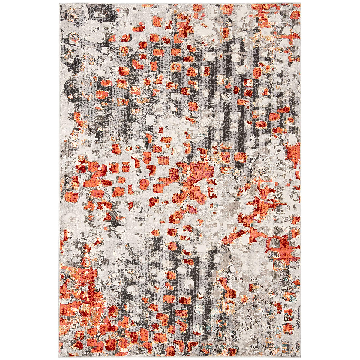 SAFAVIEH Madison Collection Area Rug - 5'3" x 7'6", Grey & Orange, Boho Abstract Distressed Design, Non-Shedding & Easy Care, Ideal for High Traffic Areas in Living Room, Bedroom (MAD425H)