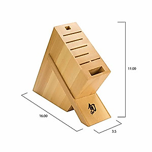 Shun Cutlery 8-Slot Kickstand Knife Block, Made from Beautiful Blonde Beech Wood, Authentic, Japanese Universal Knife Block, Knife Holder for Kitchen Counter