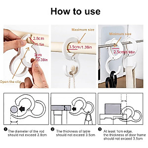 8-Pack Adjustable S Shaped Clip Hook,Cross Bar Hook, Windproof Hook,Table Edge Hooks Hanger for Home Office Workshop Exhibition (Black)