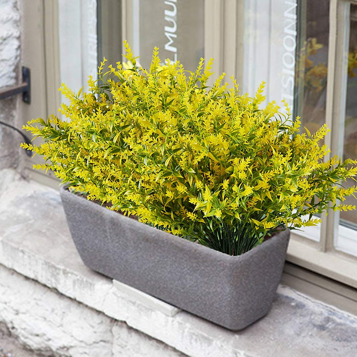 URSTOUD 6PCS Artificial Lavender Flowers,Fake Greenery Faux Plastic Artificial Flowers UV Resistant Lavender Bouquets for Wedding Hanging Bouquet Indoor Outdoor Home Garden Office Table Vase(White)