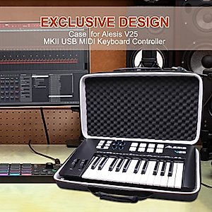 LTGEM Controller Case for Alesis V-Mini - 25-Key USB MIDI Keyboard Controller, Hard Storage Travel Protective Carrying Bag