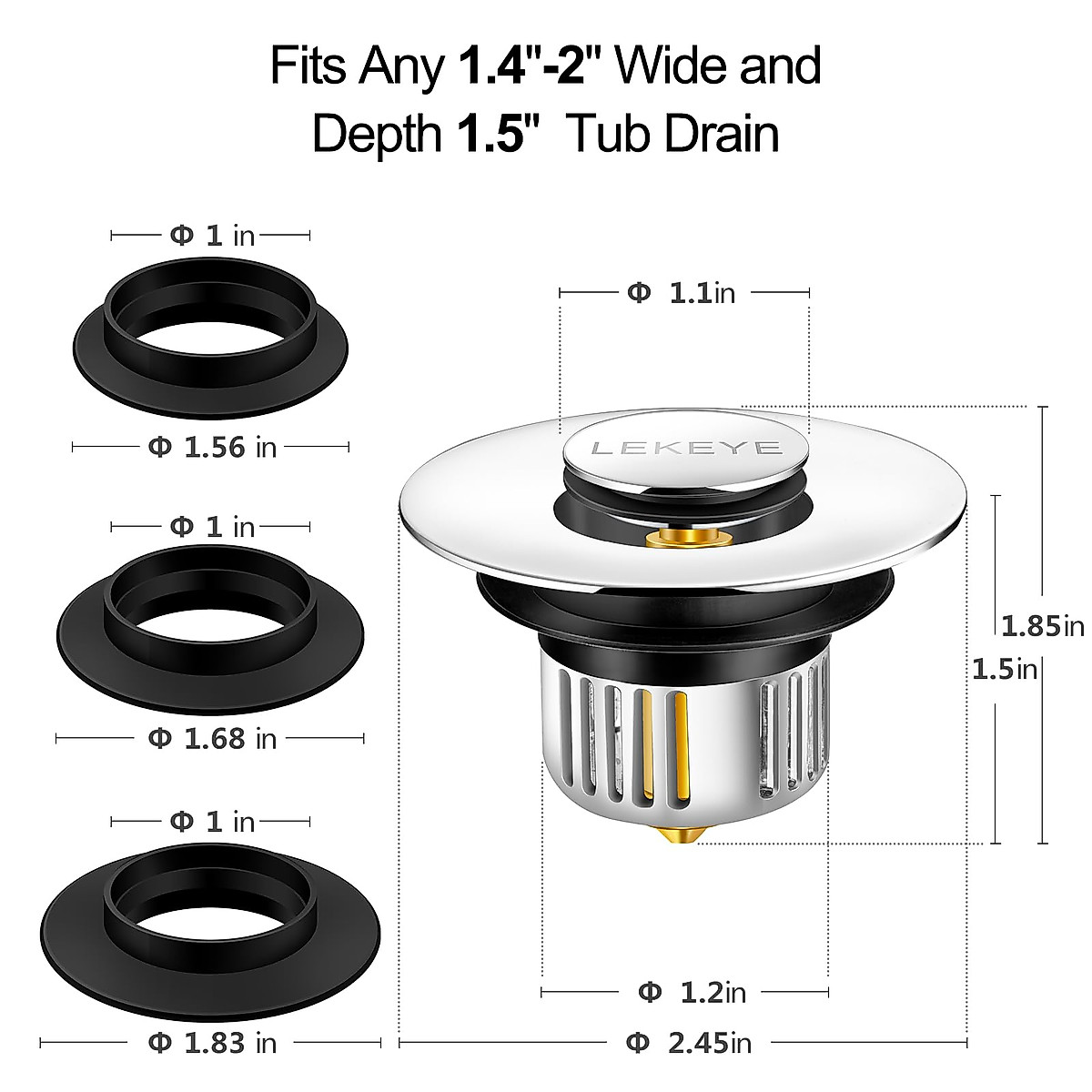 LEKEYE Shower Drain Hair Catcher | Bathtub Stopper | Pop Up Bathroom Sink Stopper | Drain Plug with Filter Hair Catcher