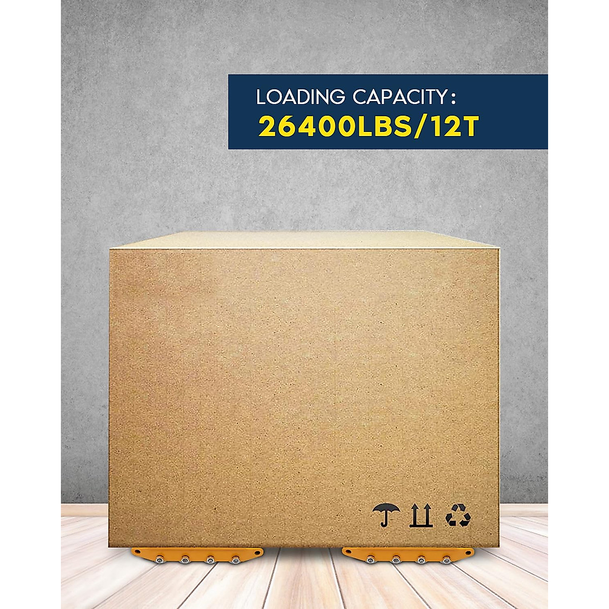 FAHKNS Machinery Moving Skate Heavy Duty Machinery Skates Cargo Mover 12T Machine Skates with 360° Rotation Cap 6 Steel Rollers for Heavy Duty Industrial Moving Equipment(Yellow)