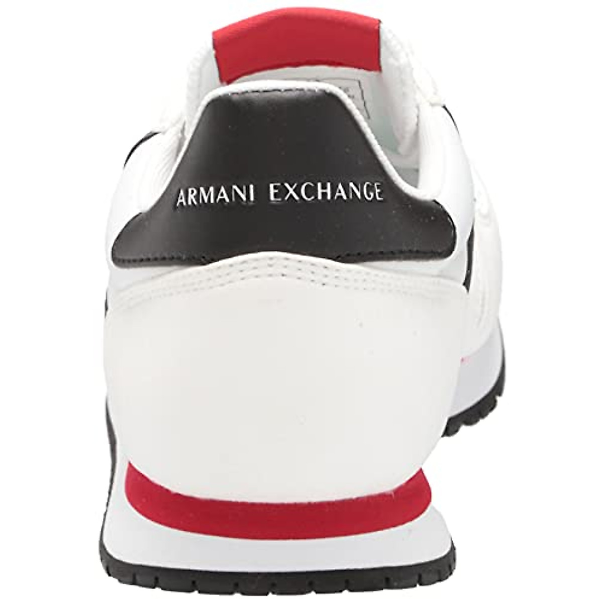 Armani Exchange Men's Lace Up Logo Sneaker, Optical White + Black, 12