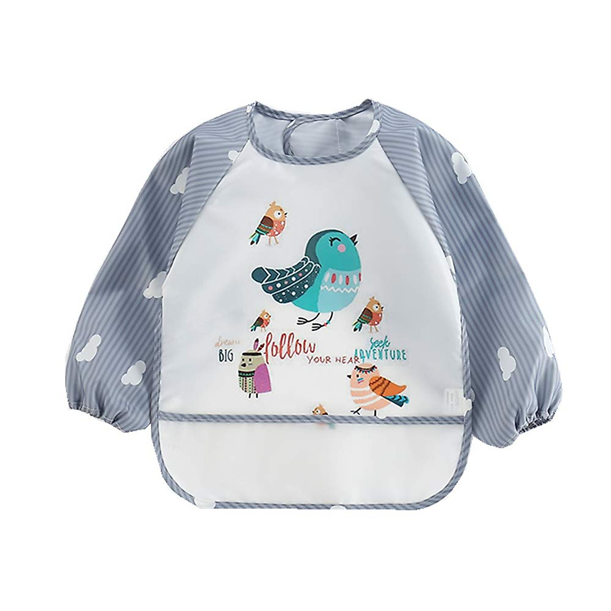 HaimoBurg 4 Pcs Long Sleeved Baby Infant Toddler Bibs Sleeved Bibs 8-36 Months