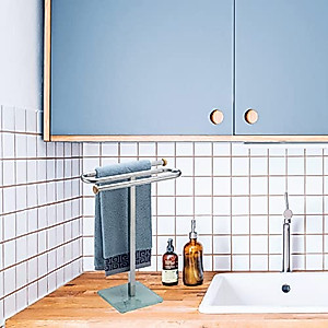 ZCDCP Hand Towel Holder Stand, S-Shape Countertop Towel Stand with Glass Base Freestanding Towel Rack for Bathroom