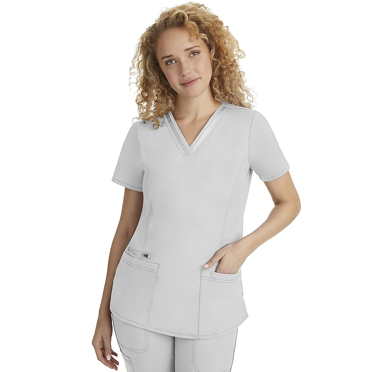 Healing Hands Scrub Top for Women with 3 Pockets and Easy Care, 2-Way Stretch Fabric 2278, M, White