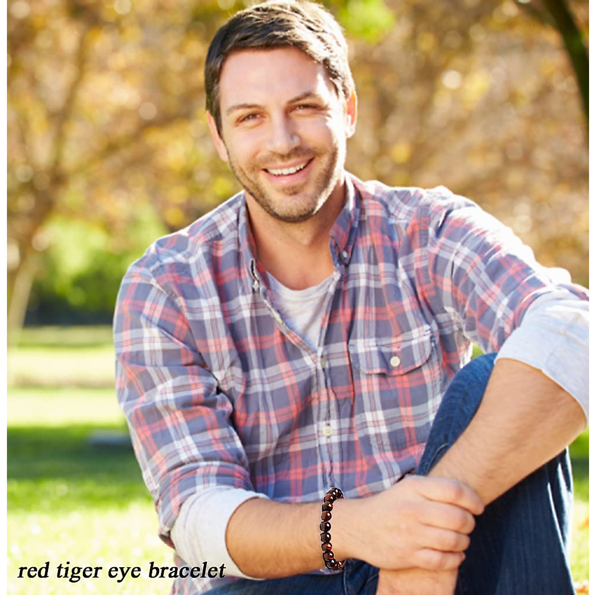 SAMOCO 12 Pcs 8mm Beads Natural Crystal Bracelet for Women Men Gemstone Beads Bracelet Unisex Adjustable Macrame Bracelets Set