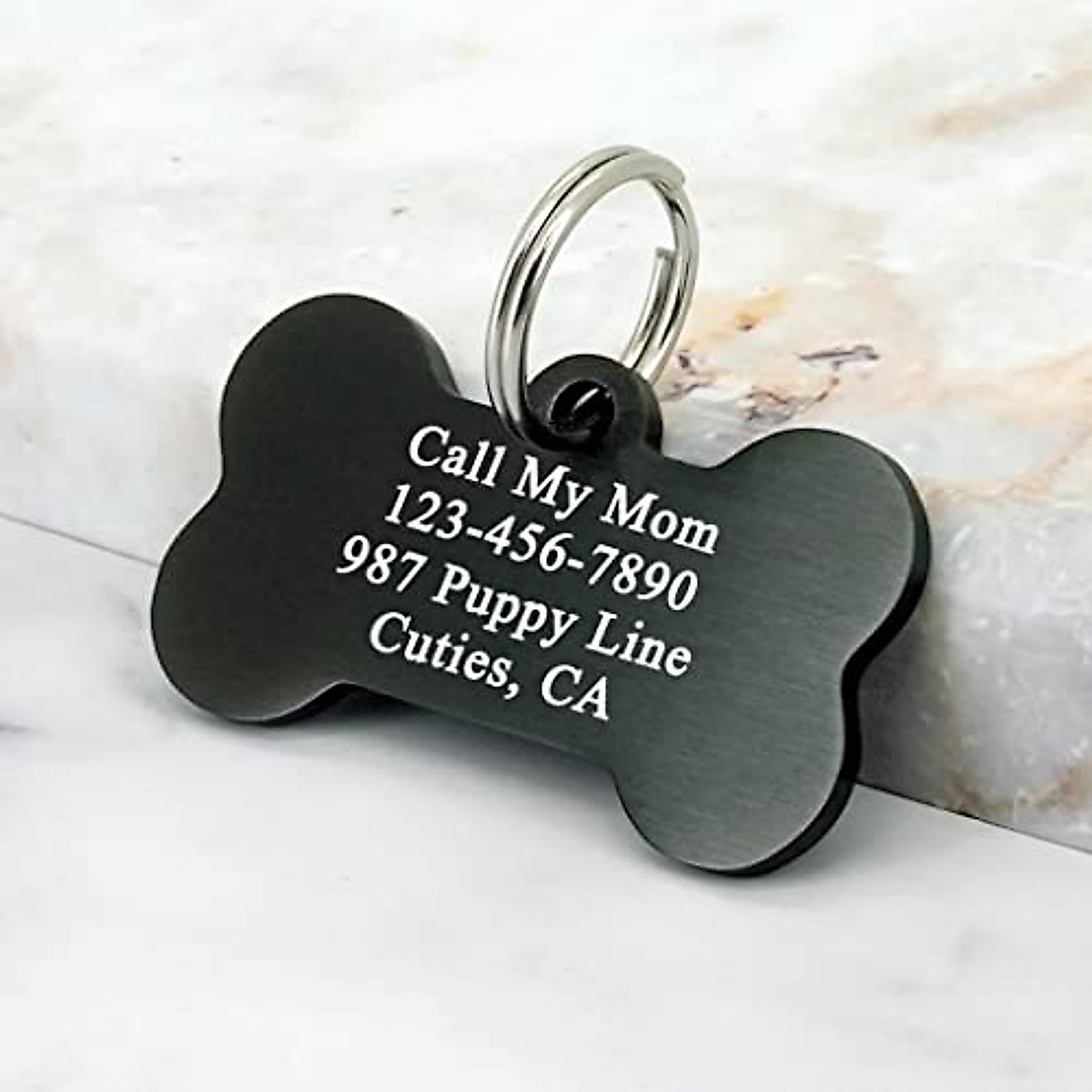 Ultra Joys Personalized Dog Tags Engraved for Pets - Front and Back Custom Dog Tags for Pets - Stainless Steel Dog Tags and Cat ID Tags - Personalized Dog ID Tags - Bone Tag in Black, Small