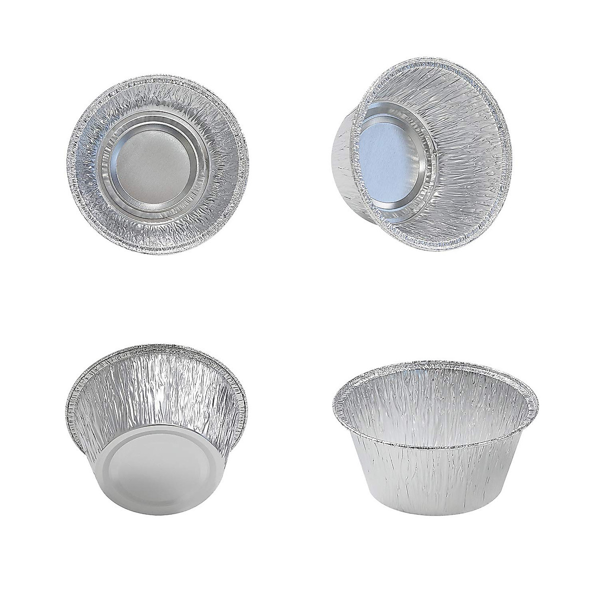 Aluminum Foil Ramekins, 150Pcs Foil Baking Cups 4oz Disposable Ramekins Aluminum Cupcake Muffin Liners Silver Foil Cupcake Cups for Muffin, Egg Tart, Creme Brulee, Souffle, Pudding and Appetizers