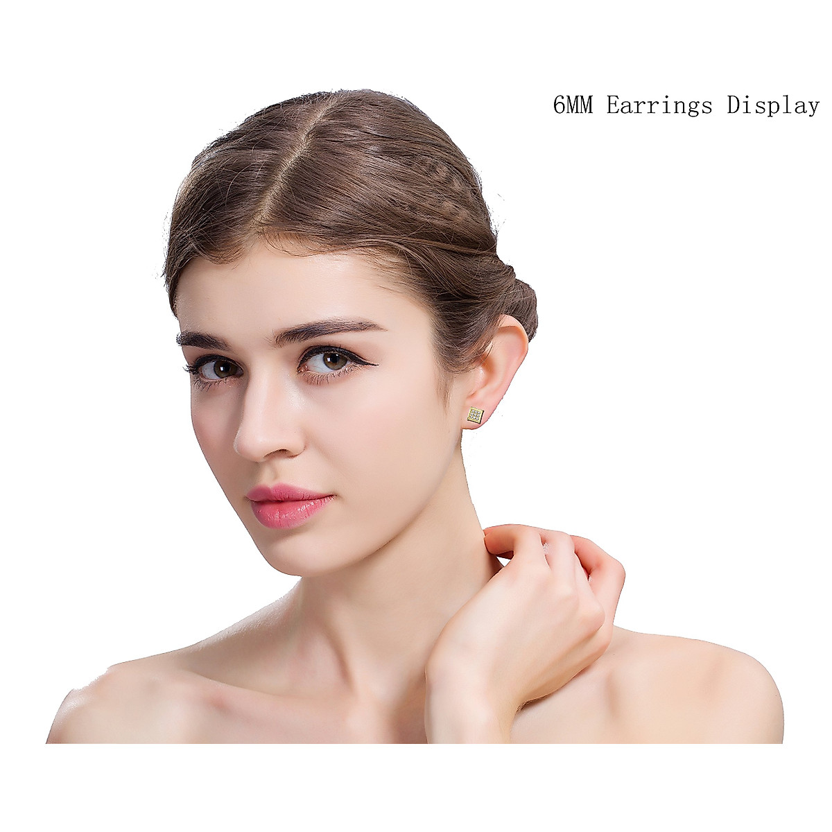 FIBO STEEL 4 Pairs Stainless Steel Stud Earrings for Men Women Square CZ Earrings,8MM