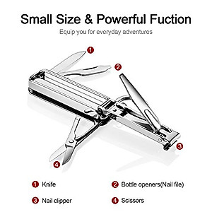 Portable Nail Clippers,Medical Grade Stainless Steel Foldable Nail Cutter with Leather Case, Ultra Slim Travel Design