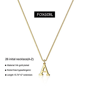 Foxgirl Gold Initial Necklaces for Women, Dainty Gold Letter Necklace Tiny A-Z Pendant Choker Necklace Trendy Cute Personalized Monogram Name Necklace Gold Jewelry Necklace for Women Gift