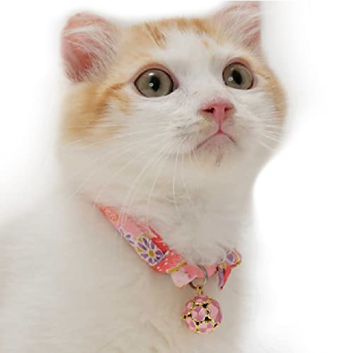 Necoichi Chirimen Cat Collar with Clover Bell (Pastel Pink)