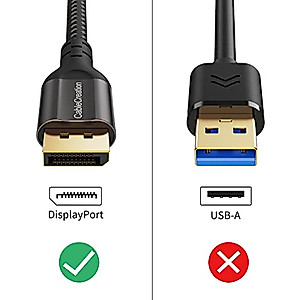 CableCreation 8K DisplayPort Cable 1.4, 6FT DP Cable,8K@60Hz, 4K@144Hz, 1080P@240Hz HBR3 Support 32.4Gbps, HDCP 2.2, HDR10 FreeSync G-Sync for PC, Laptop to TV, Gaming Monitor and Graphics