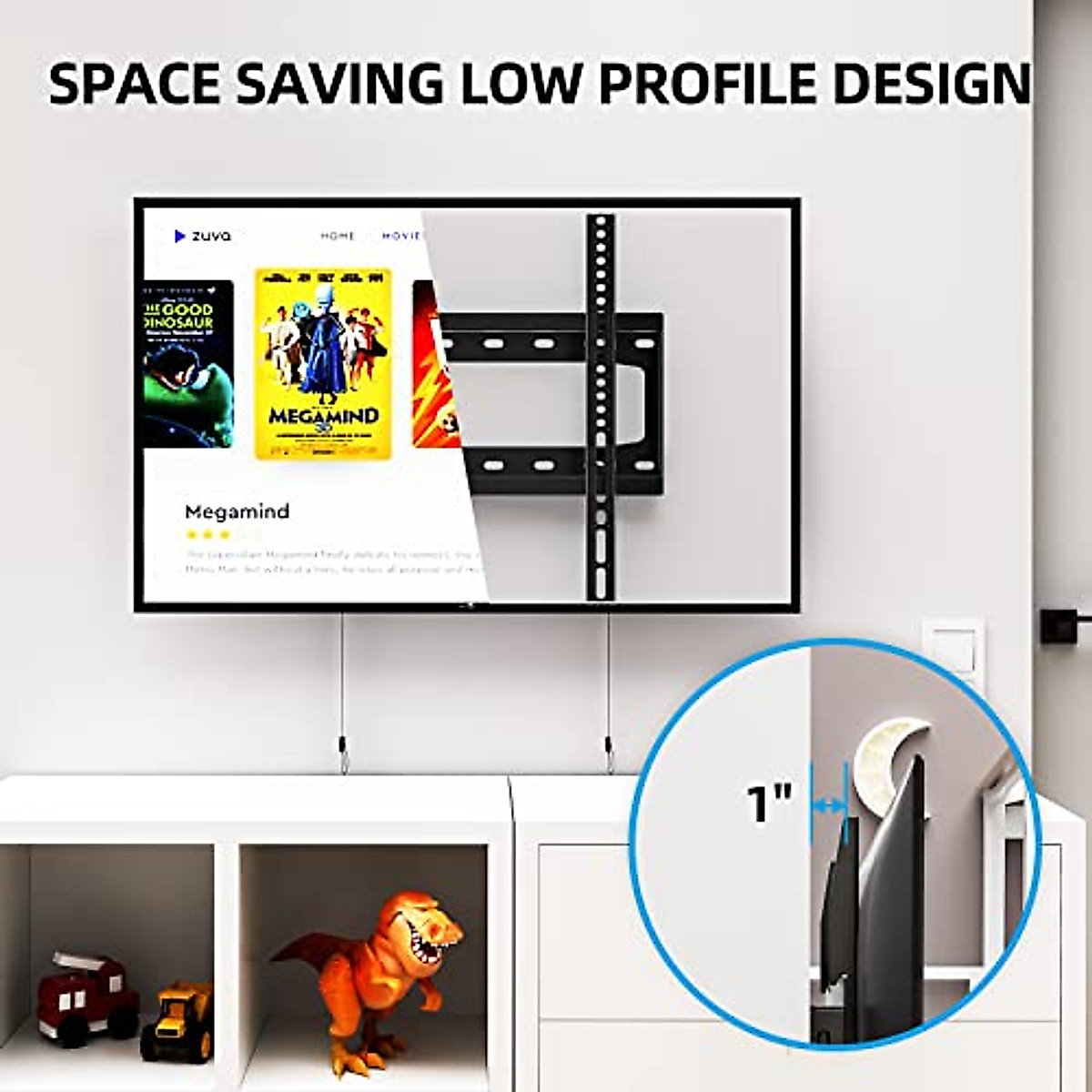 HOME VISION TV Wall Mount Fixed, Low Profile TV Mount, Wall Mount TV Bracket for Most 26-55 inch TVs with Max VESA 400X400mm up to 99lbs Fits 16'' Wood Studs, Quick Release Lock