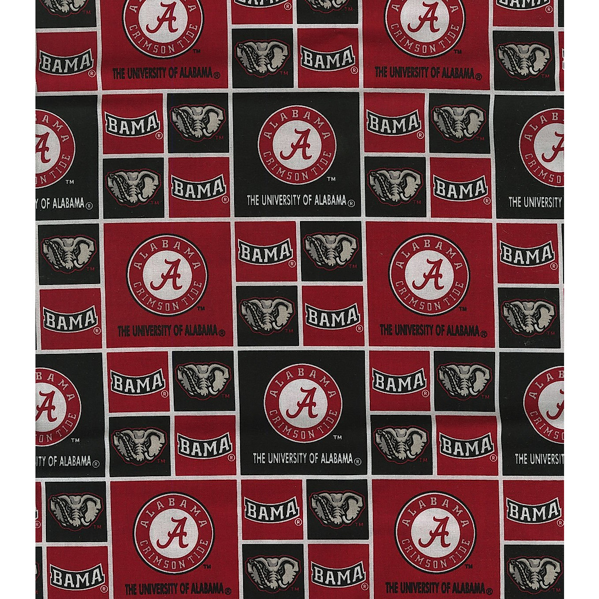 Cotton University of Alabama Crimson Tide College Team Sports Cotton Fabric Print By the Yard