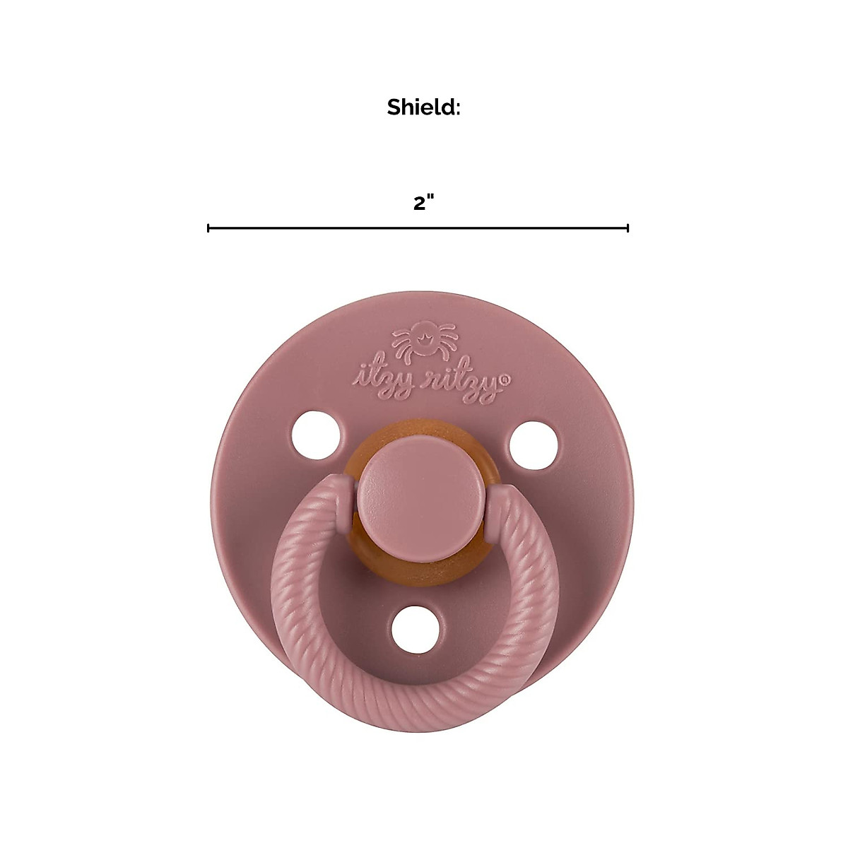 Itzy Ritzy Natural Rubber Pacifiers, Set of 2 – Natural Rubber Newborn Pacifiers with Cherry-Shaped Nipple & Large Air Holes for Added Safety; Set of 2 in Blossom & Rosewood, Ages 0 – 6 Months