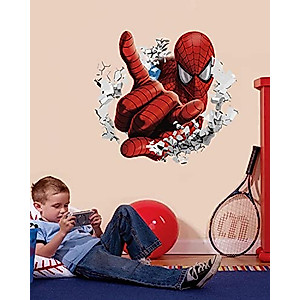 Kids Superhero Wall Decals Spiderman Wall Poster Decal Stickers Wall Decal Peel and Stick for Boys Bedroom Playroom Wall Decor