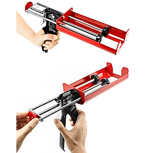 QWORK Epoxy Gun 400 mL/13.5 fl oz (1:1 Mix Ratio) Caulking Gun Effortless Silicone Sealant Caulk Gun, Dual Component Applicator for Panel Bond Gun