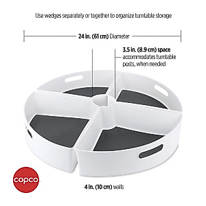 Copco Wedge Organizer for Lazy Susan, 10.8 x 16.7 x 4 Inch, White and Charcoal Gray