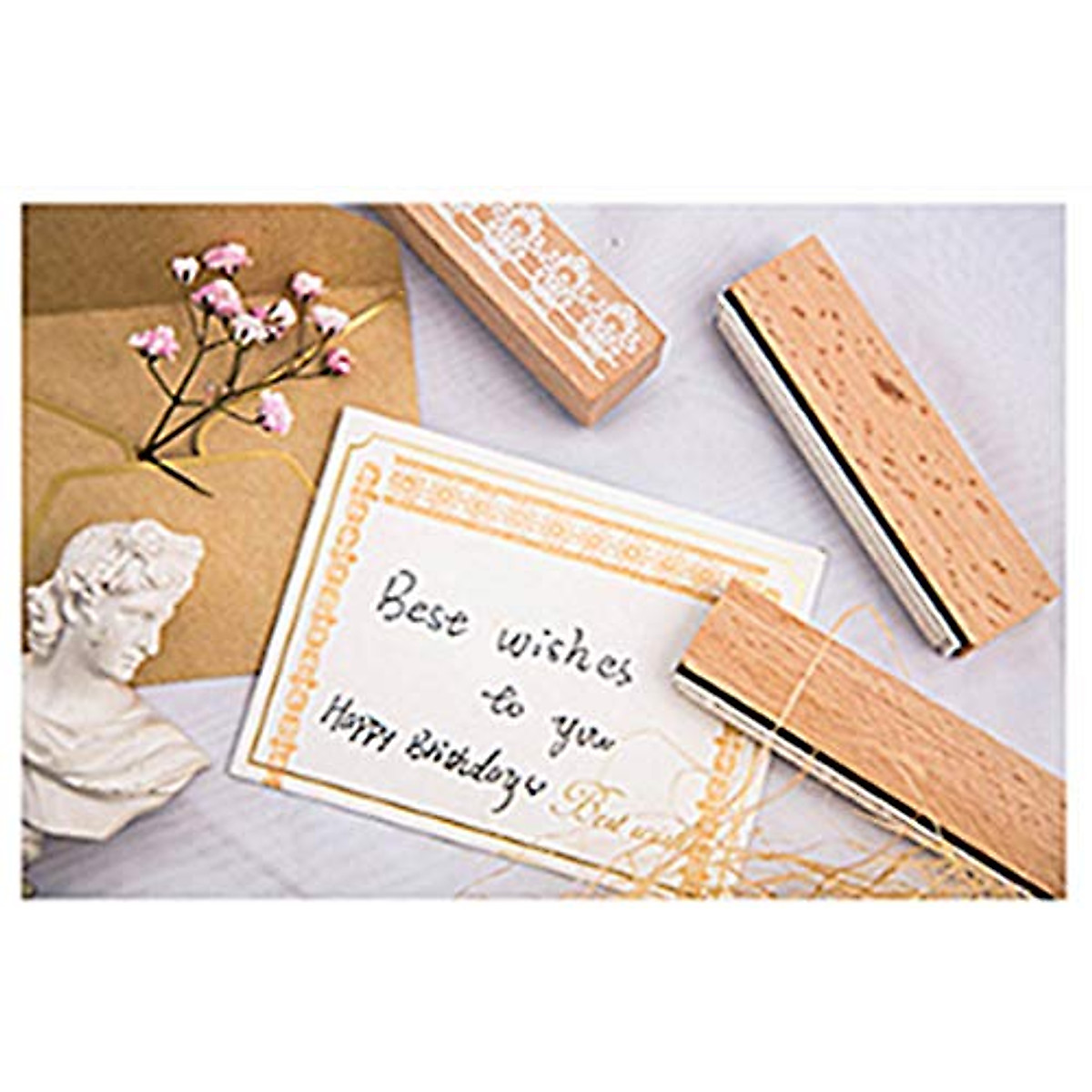 ALIMITOPIA Diary Stamp Set,Wooden Rubber Flower Signet Stamps for Children DIY Scrapbooking Planner Card Making(10pcs,Lace B)