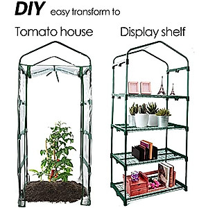Worth Garden 4 Tier Mini Greenhouse - 63'' H x 27'' L x 19'' W - Sturdy Portable Gardening Shelves with PVC Cover - Small Green House Use in Indoor & Outdoor for Plants Flowers