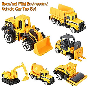 SPYMINNPOO Small Construction Toys,6PCS 1:64 Scale Alloy Plastic Engineering Car Truck Toy Mini Construction Vehicles Toys for Boys Mini Vehicle Constructio Model Kids Gift