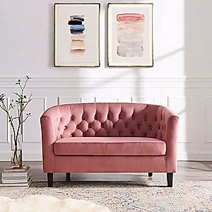 Modway Prospect Channel Tufted Performance Velvet Modern, Loveseat, Dusty Rose