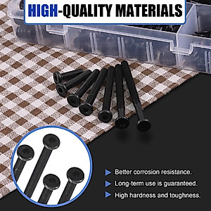 Glarks 192Pcs M6x20/30/40/50/60/70/80mm Baby Bed Crib Screws Bolts Hex Socket Head Cap Screw with Barrel Nuts, Threaded Insert Nuts, T-Nut, Flange Nut and Allen Wrench for Wood, Cabinetry, Furniture