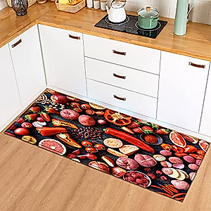 OPLJ Home Entrance Doormat Hallway Bedroom Living Room Decor Floor Carpet 3D Vegetable Pattern Balcony Bath Anti-Slip Rug A5 60x180cm