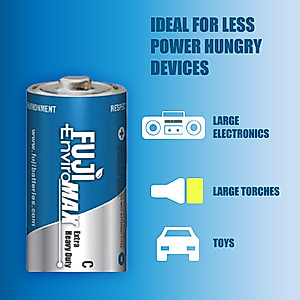 Fuji Enviromax 3200BP2 EnviroMax C Extra Heavy-Duty Batteries, 2 pk, Blue, Standard