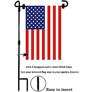 Garden Flag Stand Premium Garden Flag Pole Holder for All Seasons Yard Flags Metal Powder-Coated Weather-Proof Paint with 2 Stoppers and 1 Anti-Wind Clips