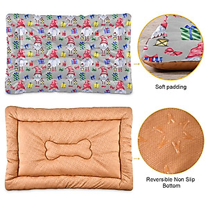 Coikll Scandinavian Christmas Gnomes Pet Bed Pad Soft Dog Bed Mat with Anti-Slip Bottom, Machine Washable Crate Pad Mattress for Dog Sleeping- 24 * 18inches