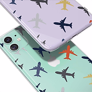 Mertak Clear Case Compatible with iPhone 15 14 13 Pro Max 12 Mini 11 SE Xr Xs 8 Plus 7 6s Cute Pilot Design Airplanes Trip Protective TPU Lightweight Travel Cover Slim Aviation Flexible Silicone