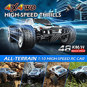 DEERC 9200E Large Hobby RC Cars, 48 KM/H 1:10 Scale Fast High Speed Remote Control Car for Adult Boy, 4WD 2.4GHz Off Road Monster RC Truck Toy All Terrain Racing,2 Batteries for 40 Min Play