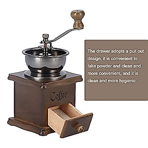 MOUMOUTEN Manual Coffee Grinder, Portable Adjustable Hand Pull Out Coffee Bean Bean Grinder Burr Mill, Retro Style Wooden Desk Decoration
