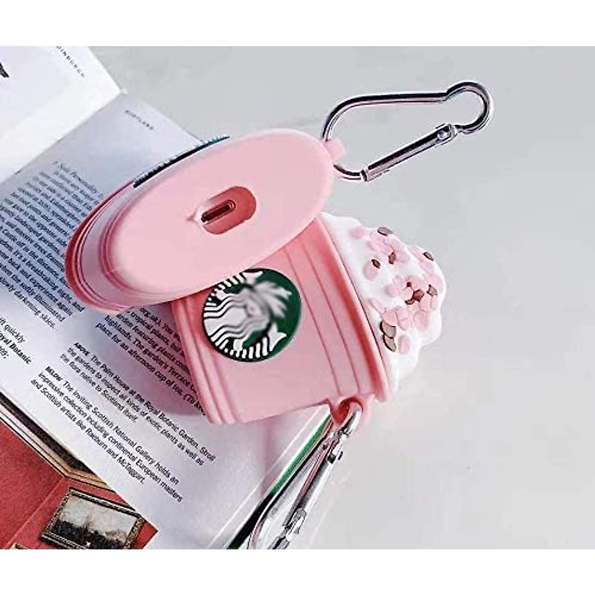 AirPods 2 & 1 Case Cover, 3D Cute Cartoon Kawaii Pink Drink Cup Keychain Design case, Charging Holster for Boys and Girls