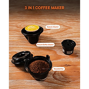 KIDISLE 3 in 1 Single Serve Coffee Maker for K Cup Pods & Ground Coffee & Teas, 6 to 14oz Brew Sizes, with 40oz Removable Water Reservoir, Self-cleaning Function, Black