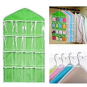 POPETPOP Socks Bra Rack Hanger Organizer Hanging Pockets Over The Door: 16 Clear Pockets Hanging Closet Storage Bag Shoe Underwear Sock Bra Organizer Underwear Sock Storage Organizer
