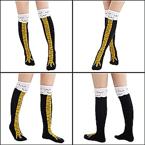 BINPURE Unisex Crazy Funny Chicken Legs Socks Novelty Knee High Turkey Socks Funny Gifts for Women Men and Kids (Chicken Legs, Large)