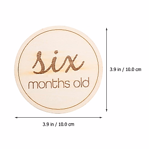 Tomaibaby Baby Monthly Milestone Cards 12pcs, 10x10x0.3cm Round Numbers Shower Gift Wooden Baby Birth Announcement Card Record Month Set Discs Photography Props - Round English Letter