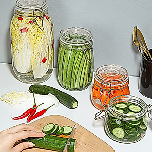 ComSaf Airtight Glass Canister Set of 9 with Lids 17oz/34oz Food Storage Jar - Storage Container with Clear Preserving Seal Wire Clip Fastening for Kitchen Canning Cereal,Pasta,Sugar,Beans