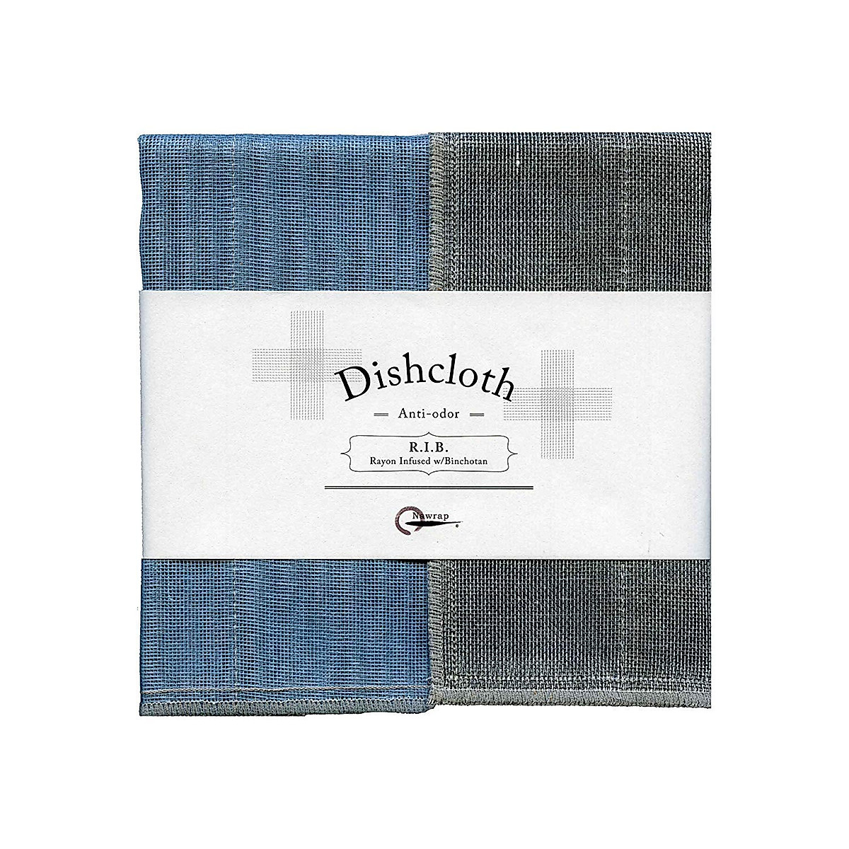 Nawrap Binchotan Dishcloths, Set of 2, Aqua x Charcoal
