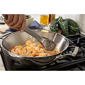 SAVEUR SELECTS Tri-ply Stainless Steel 12-Inch Everyday Pan with Lid, Induction-ready, Dishwasher Safe, Voyage Series